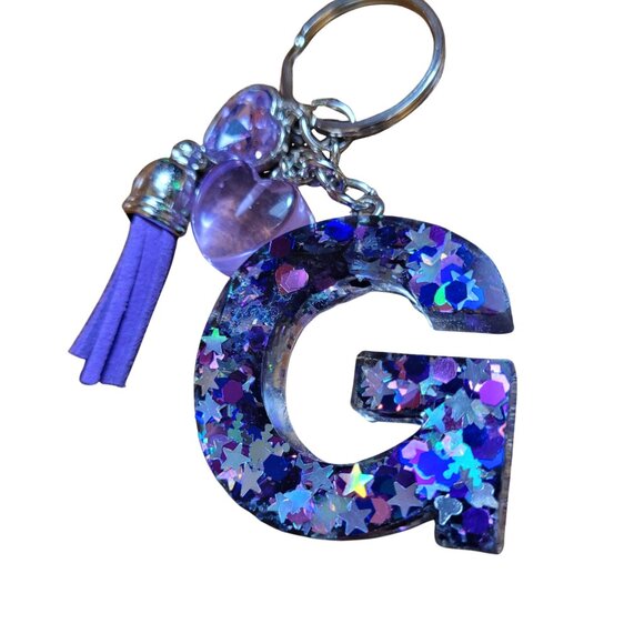 Handmade | Accessories | Alphabet Personalized Sequin Sparkle Resin Key ...